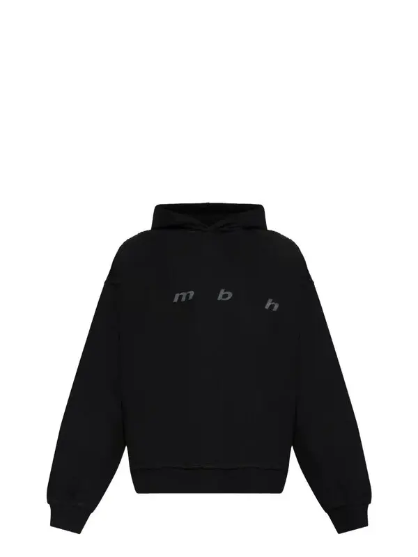 MISBHV Graphic-print Raw-edge Hoodie - Black