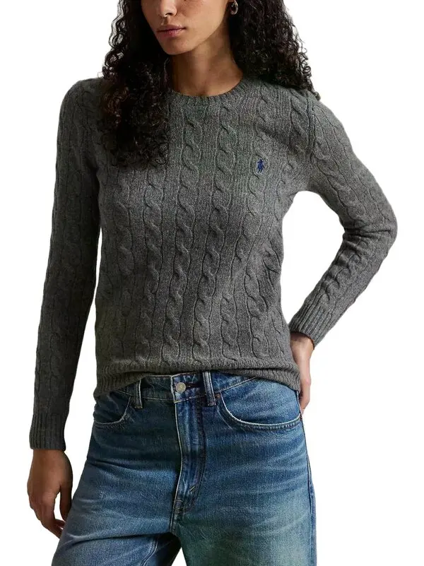 Polo Ralph Lauren Cable-knit Logo-embroidered Sweater - Grey