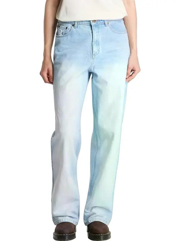 KARL KANI Logo Embroidered Faded Jeans - Blue