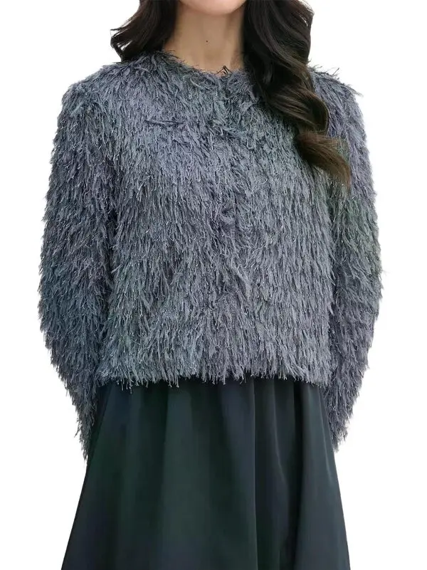 OUI Feather-effect Knitted Jacket - Grey
