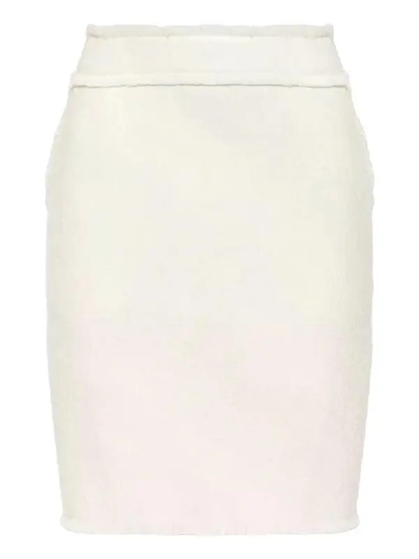 Max Mara Abile Frayed Wool Skirt - Neutrals