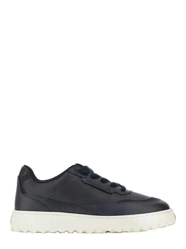 Emporio Armani Logo-plaque Panelled Sneakers - Blue