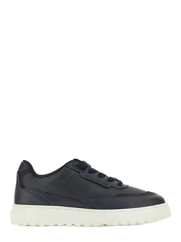 Emporio Armani Logo-plaque Panelled Sneakers - Blue