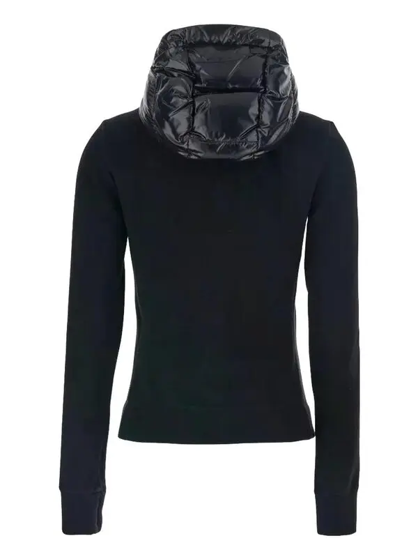 Moncler Quilted Logo Detail Hoodie - Black