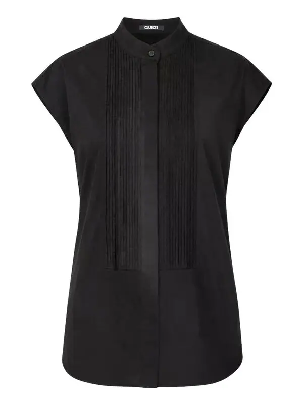 CLUB21 COLLECTION Edith Pintuck Detail Shirt - Black