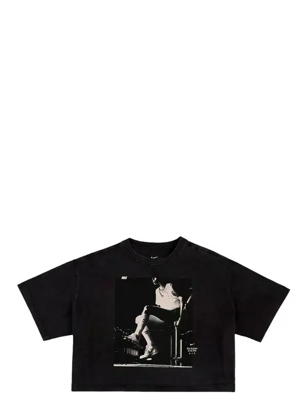 Nike Basketball Graphic Print Cropped T-shirt - Black
