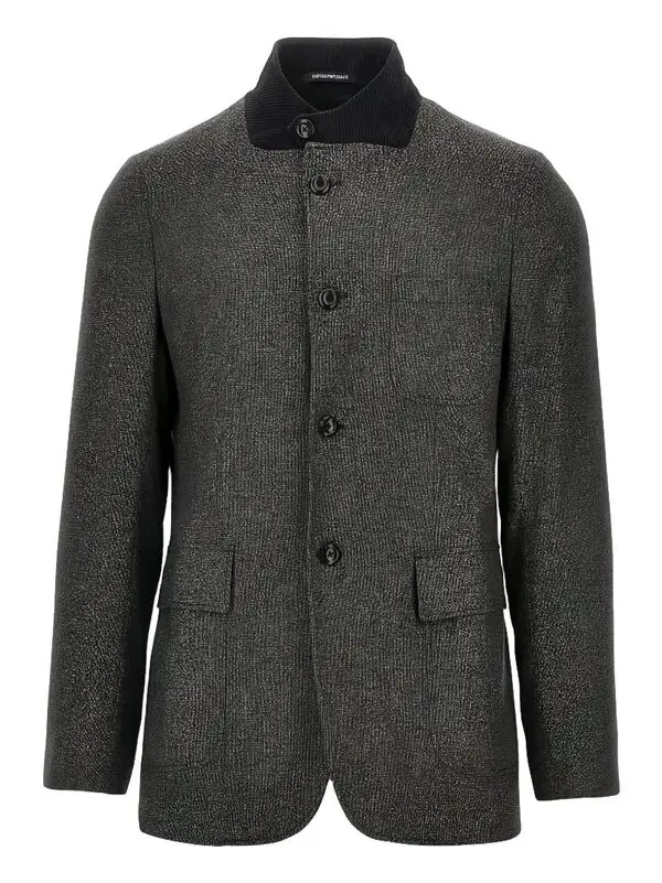 Emporio Armani Mélange-effect High-neck Jacket - Grey