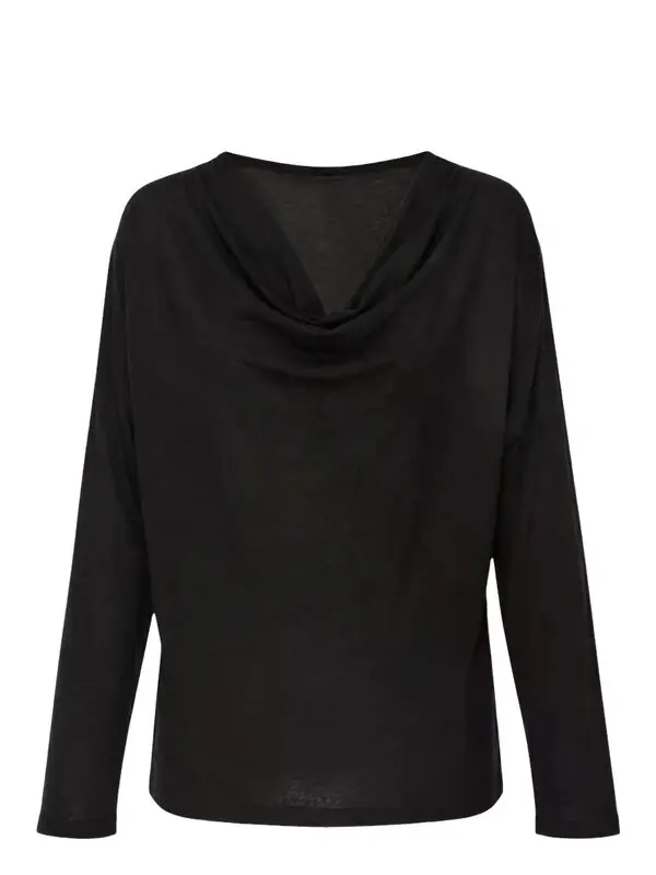 CLUB21 COLLECTION Cowl Neck Long Sleeve Blouse - Black