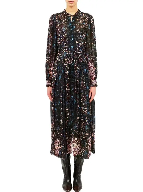 Ulla Johnson Tessa Floral-print Silk Midi Dress - Black