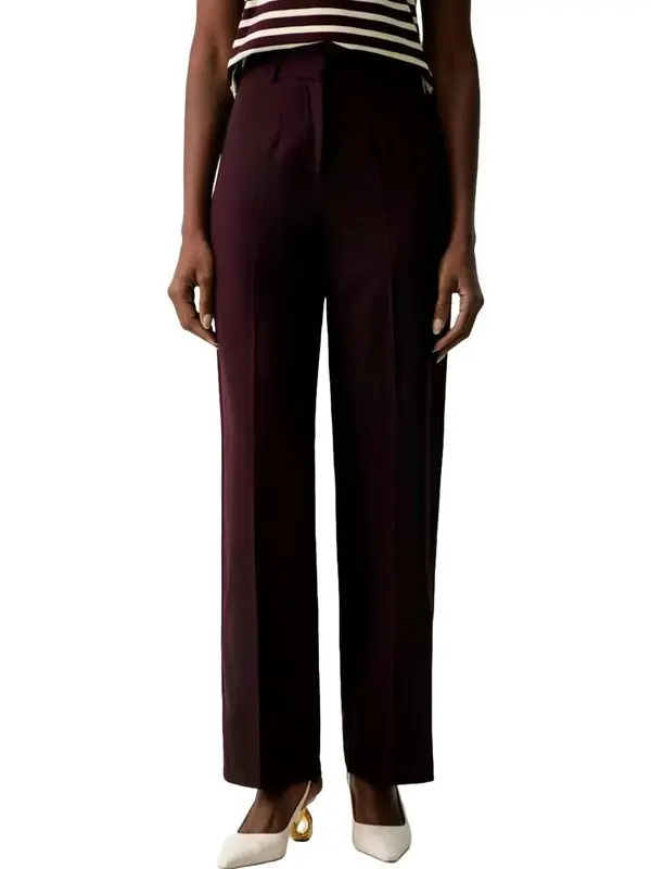 MORGAN Pressed-crease Straight-leg Trousers - Red
