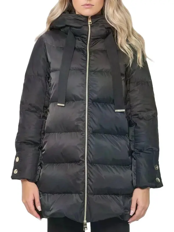 Herno Quilted A-line Coat With Drawstring Hood - Black