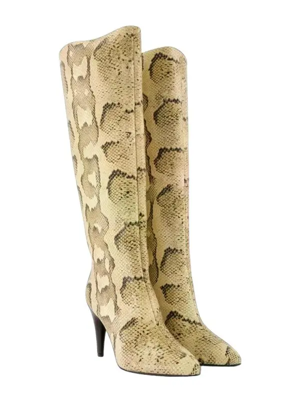 Isabel Marant Étoile Jany Snake-effect Calfskin Boots - Neutrals