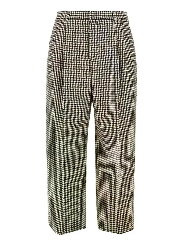 Emporio Armani Houndstooth Pattern Pleated Trousers - Neutrals