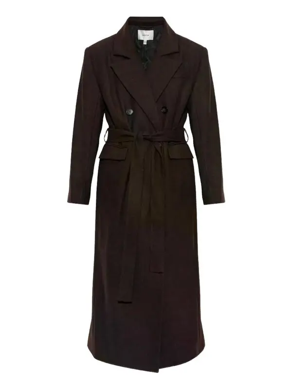 GESTUZ Double-breasted Belted Coat - Brown