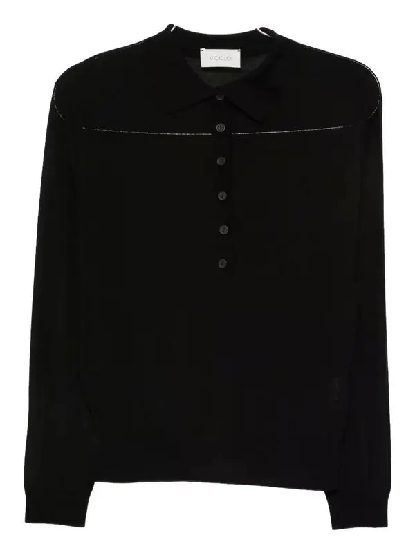 VICOLO Long-sleeve Polo Sweater - Black