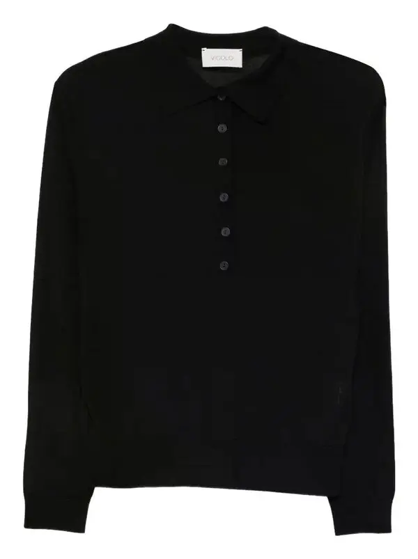 VICOLO Long-sleeve Polo Sweater - Black