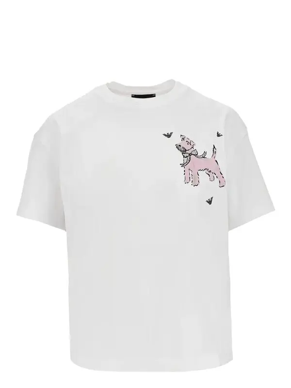 Emporio Armani Dog Print Cotton T-shirt - White