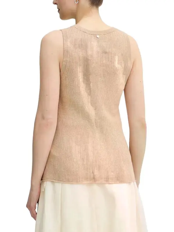 MOS MOSH Ribbed V-neck Sleeveless Top - Neutrals