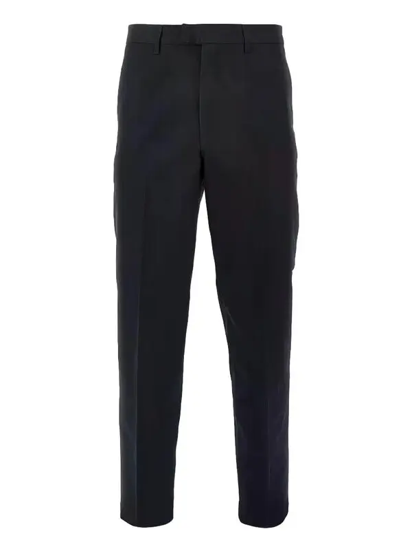 Emporio Armani Straight-leg Cotton Trousers - Blue