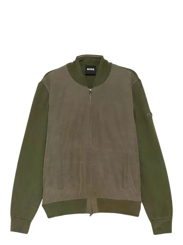 BOSS Contrast Sleeve Bomber Jacket - Green