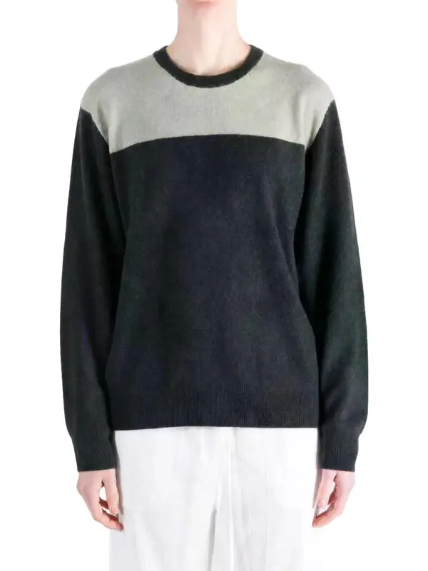 Frenckenberger Colour-block Crew Neck Sweater - Grey