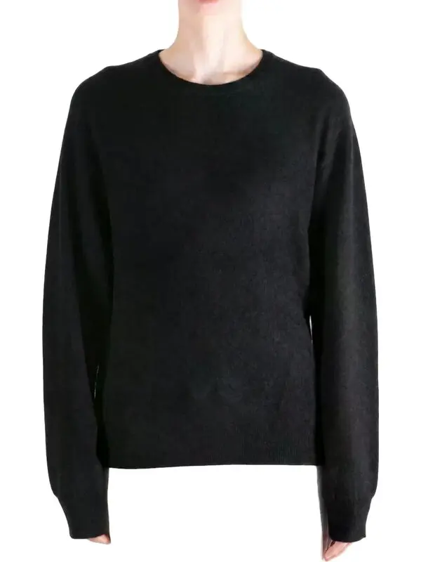 Frenckenberger Crew Neck Ribbed Sweater - Black
