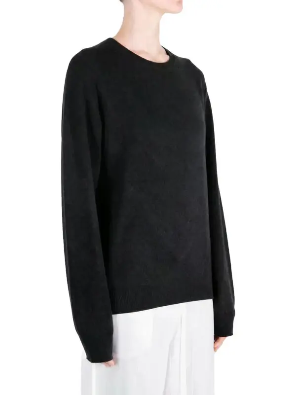 Frenckenberger Crew Neck Ribbed Sweater - Black