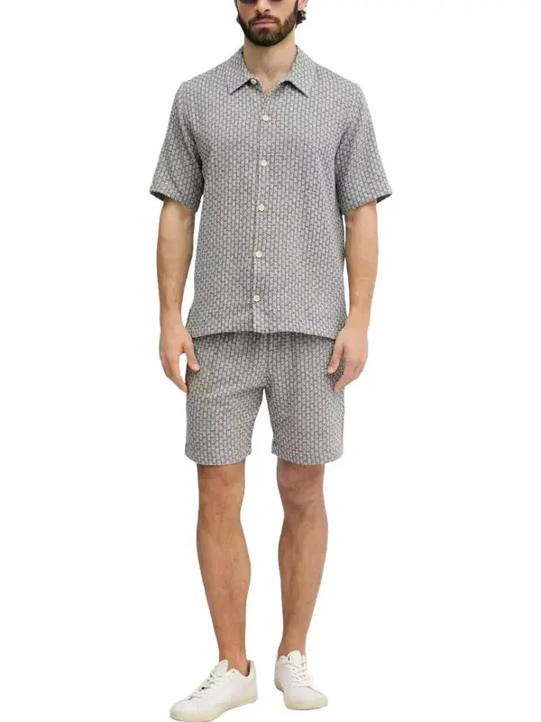 MOS MOSH Mmgbanks Geometric-print Short-sleeve Shirt - Neutrals