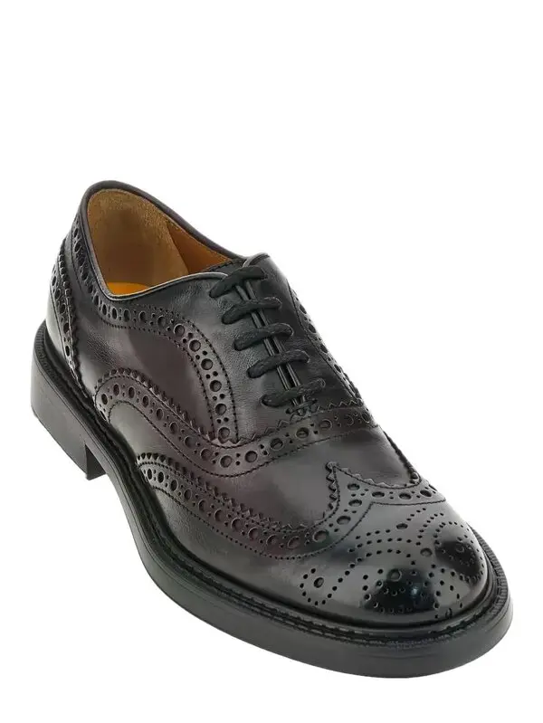 DOUCAL'S Leather Brogues With Wing Tip Detailing - Black
