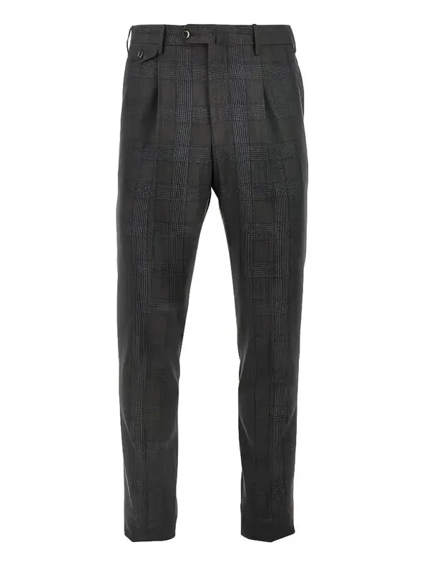 PT TORINO Check-pattern Pleated Trousers - Grey