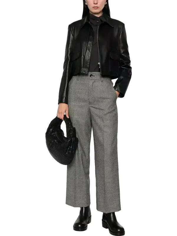 NICHOLSON & NICHOLSON Houndstooth Straight-leg Trousers - Black