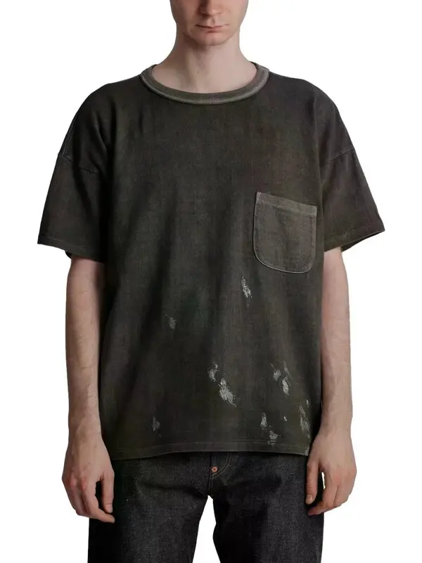 TAIGA TAKAHASHI Sumi Kira Paint-splatter Chest-pocket T-shirt - Grey