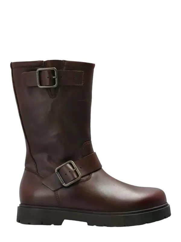 BIRKENSTOCK Mid Calf Buckle Leather Boots - Brown