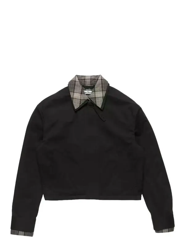 Acne Studios Cropped Check Collar Jacket - Black