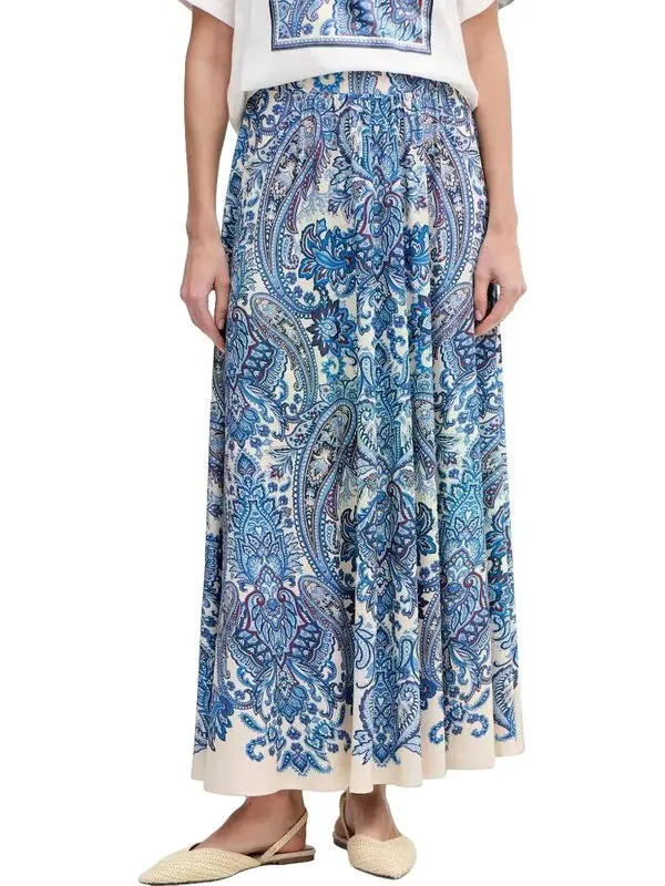 OUI Paisley Print Straight Maxi Skirt - Blue