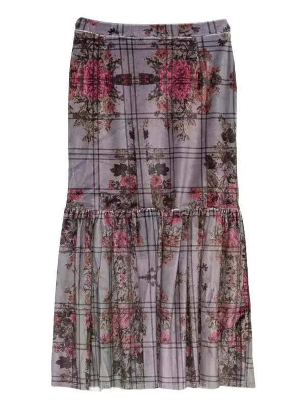 BARBARA BOLOGNA Floral Print Ruffled Midi Skirt - Grey