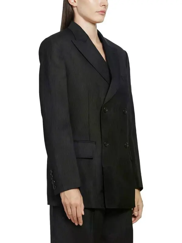 Junya Watanabe Pinstripe Double-breasted Jacket - Black