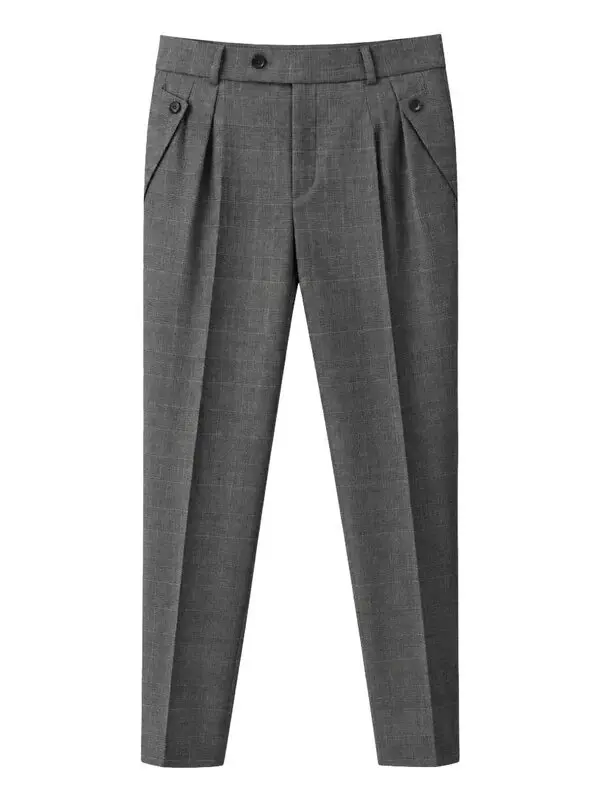 John Richmond Prince Of Wales Check Pleated Trousers - Grey