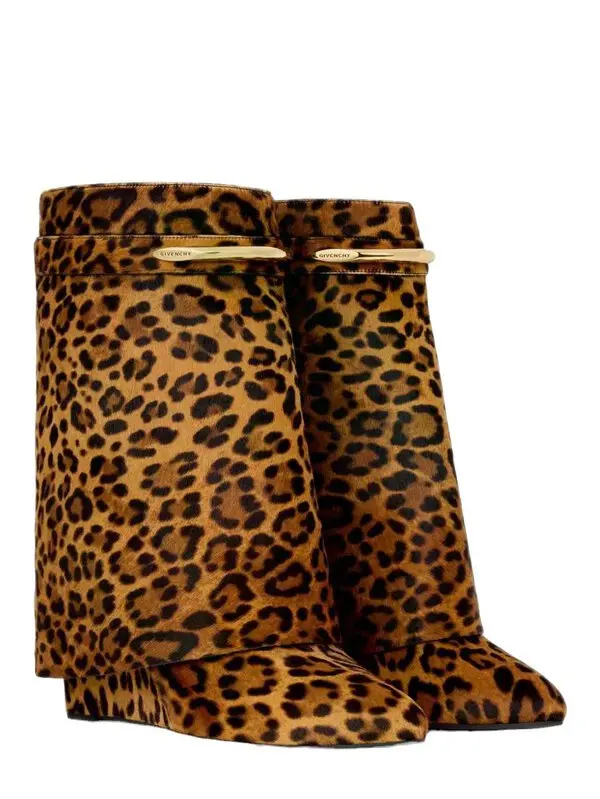 Givenchy Shark Pinch Leopard-print Ankle Boots - Brown
