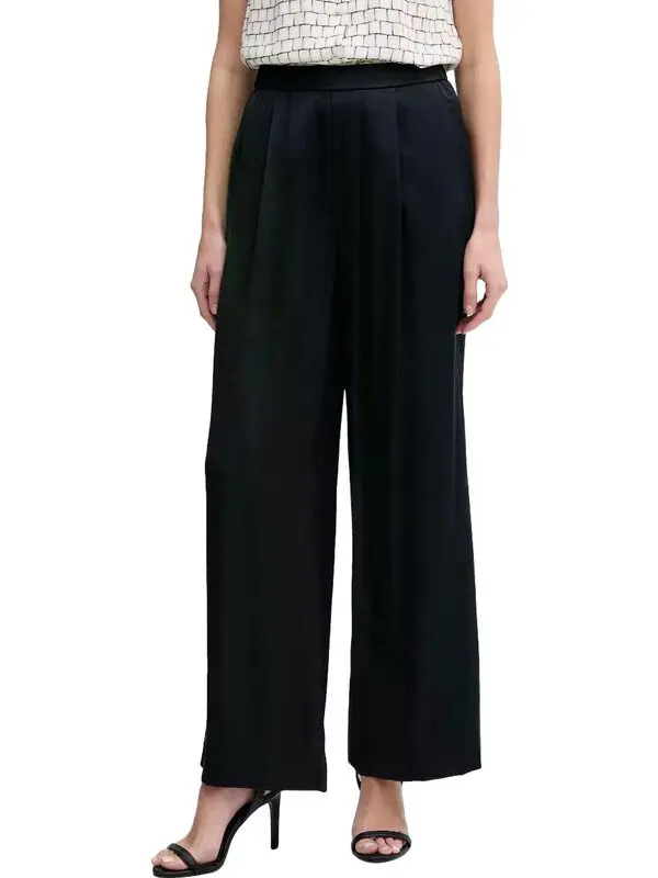 OUI Satin-finish Wide-leg Palazzo Trousers - Black