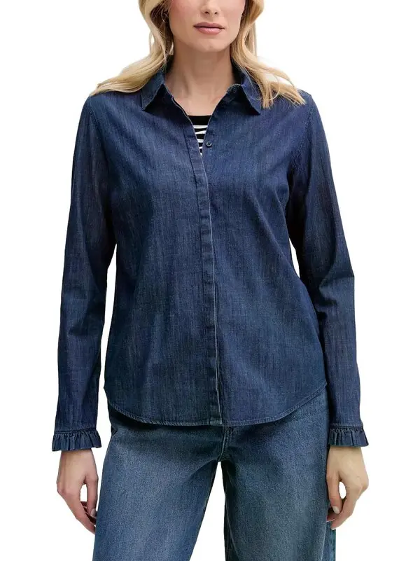 MOS MOSH Ruffled Cuff Shirt - Blue