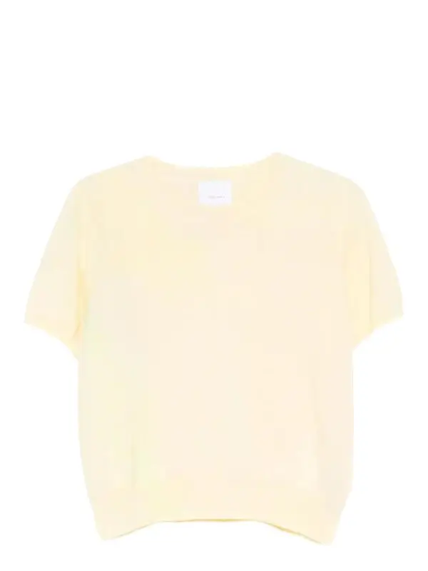 IVORY PARIS Fine Knit Short-sleeve Sweater - Yellow