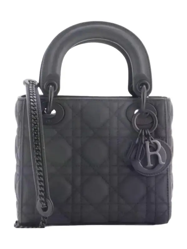 Dior Ultra Matte Lady Chain Bag Cannage Quilt Calfskin Mini Shoulder Bag - Black