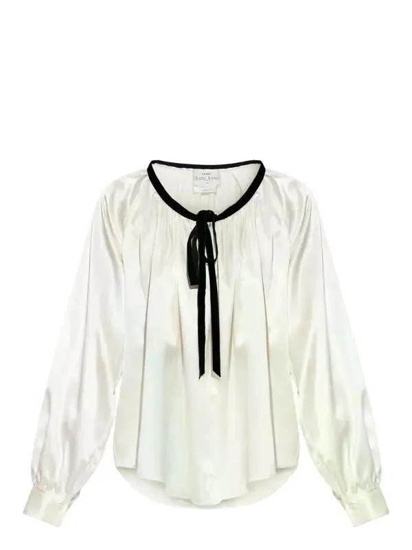 FORTE_FORTE Tie-neck Silk Blouse - Neutrals