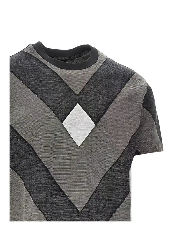 Emporio Armani Jacquard-knit Chevron T-shirt - Grey