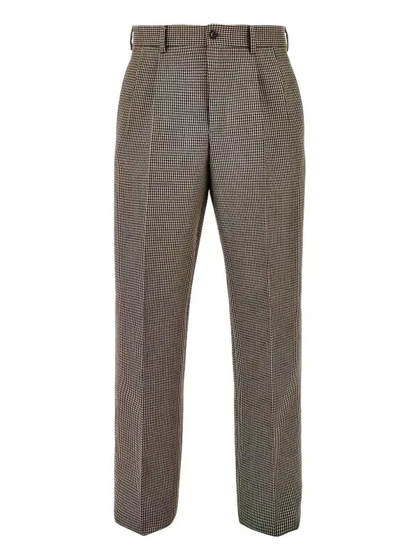 Emporio Armani Houndstooth Pleated Trousers - Brown