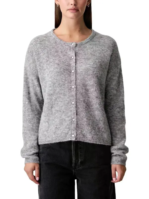 MOS MOSH Knitted Cardigan With Button Fastening - Grey