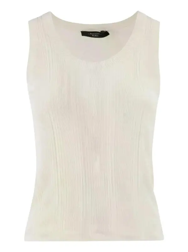 Max Mara Sleeveless Ribbed Knit Top - Neutrals