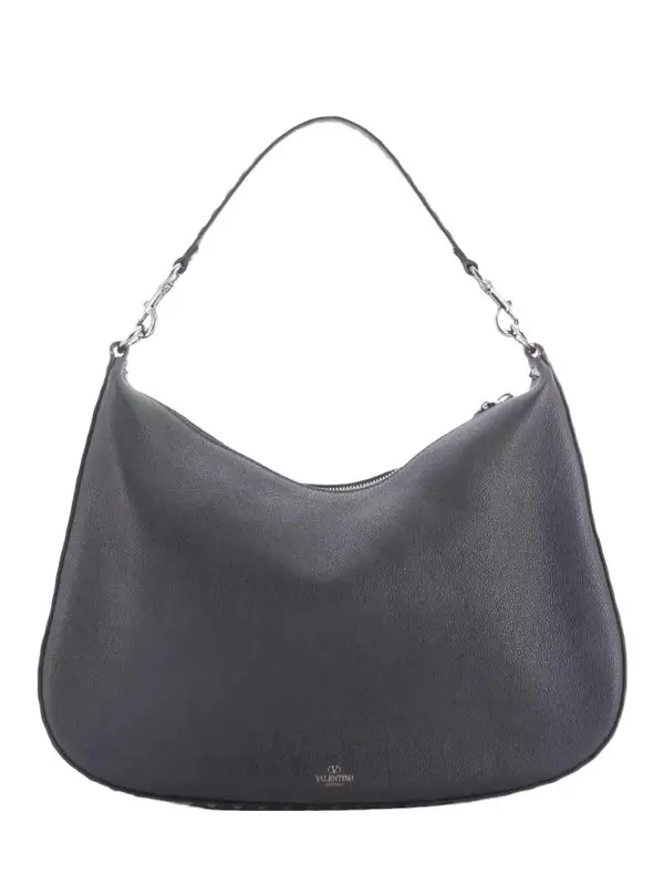 Valentino Garavani Rockstud Zip Leather Medium Hobo Bag - Black