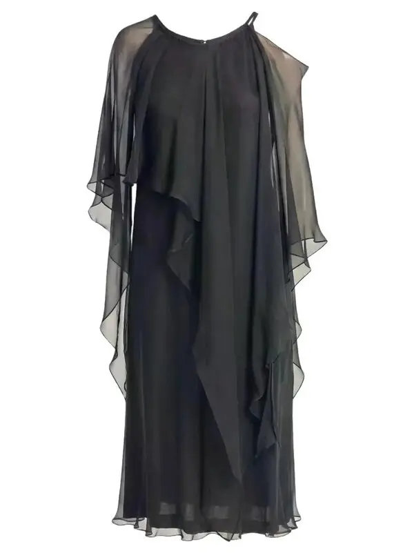 IRINA SCHROTTER Allegra Ruffled Silk Midi Dress - Black